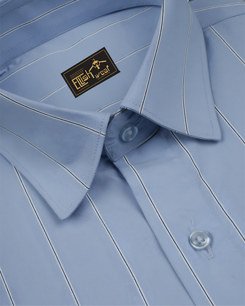 Skyline Blue with White Stripe Premium Cotton Shirt – Ellish Wear