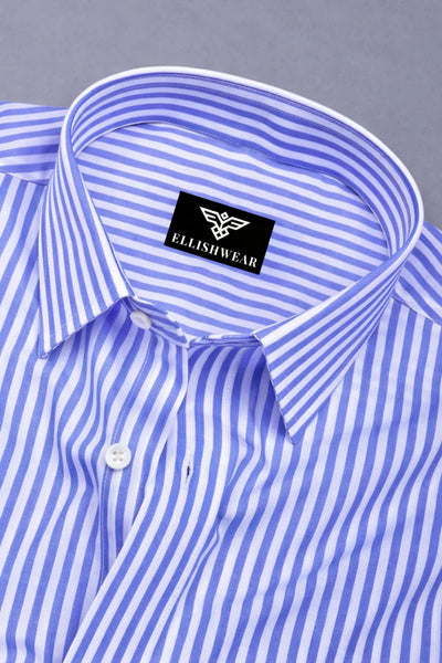 Zesta Blue With White Candy Stripe Premium Cotton Shirt – Ellish Wear